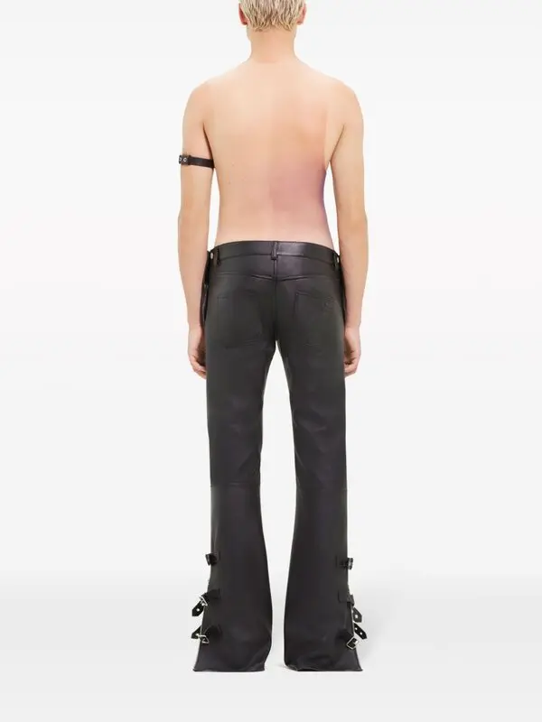 COURREGES Buckle-detailed Flared Leather Trousers
