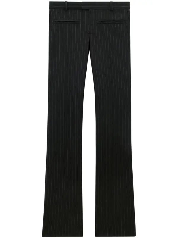 COURREGES Heritage Pinstripe Wool Trousers - Black