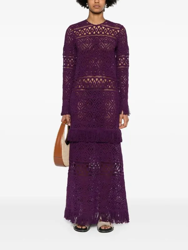La DoubleJ Lacey Swing Macramé Dress - Purple