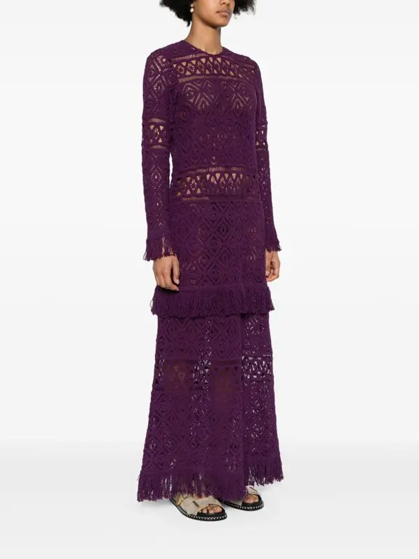 La DoubleJ Lacey Swing Macramé Dress - Purple