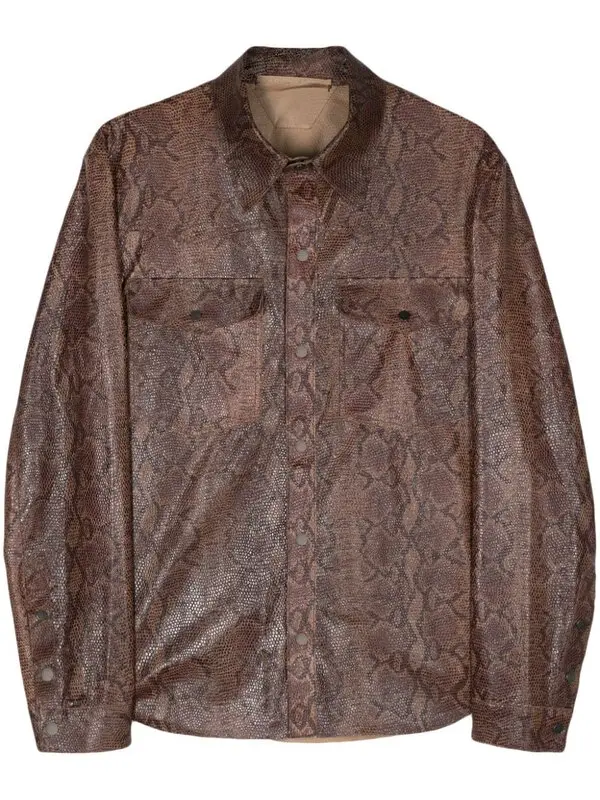 SALVATORE SANTORO Snake-print Leather Jacket