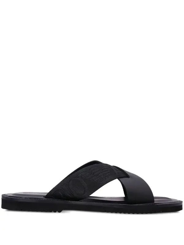 Emporio Armani Logo-strap Leather Sandals