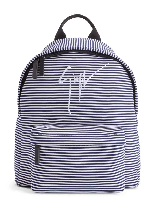 GIUSEPPE ZANOTTI Striped Logo Backpack - White