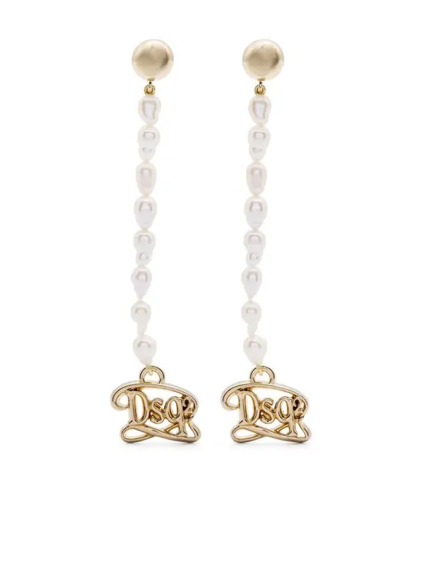 Dsquared2 Logo-plaque Dangle Earrings - Neutrals
