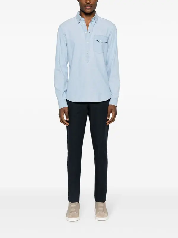 BOSS Tapered-leg Cotton-blend Trousers - Blue