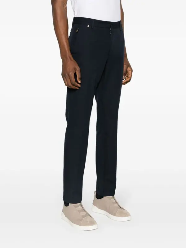 BOSS Tapered-leg Cotton-blend Trousers - Blue