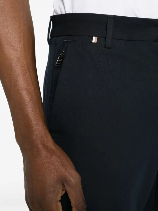 BOSS Tapered-leg Cotton-blend Trousers - Blue