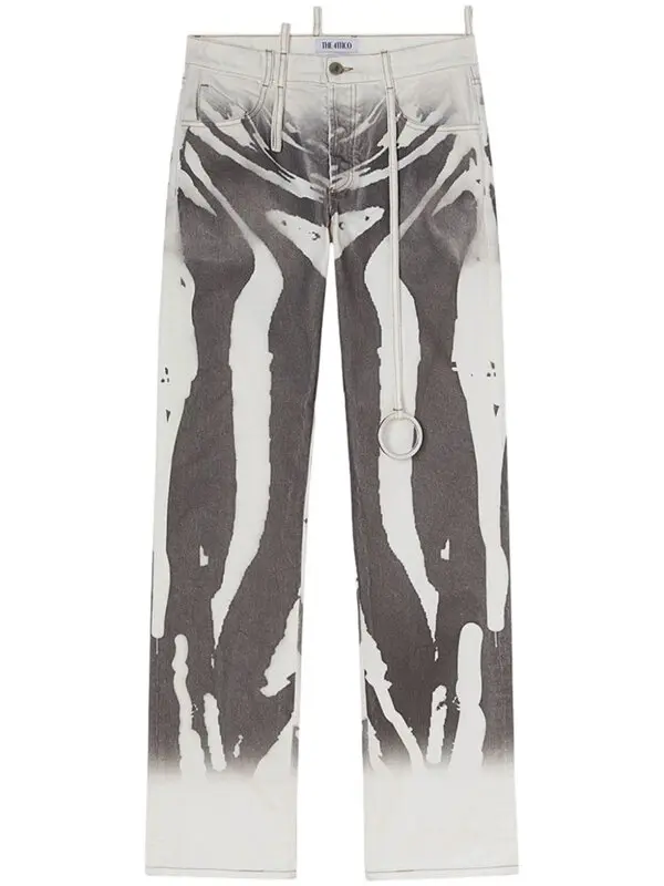 Attico Abstract-print Long Jeans - Grey