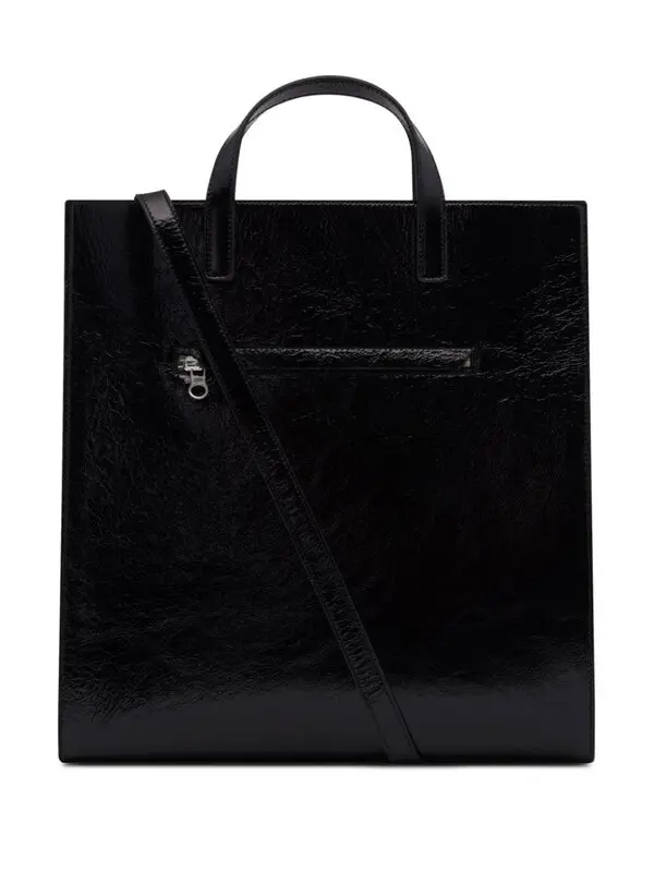 COURREGES Heritage Leather Tote Bag - Black