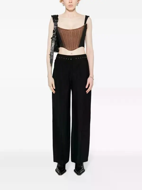 MUGLER Denim Cropped Corset - Black
