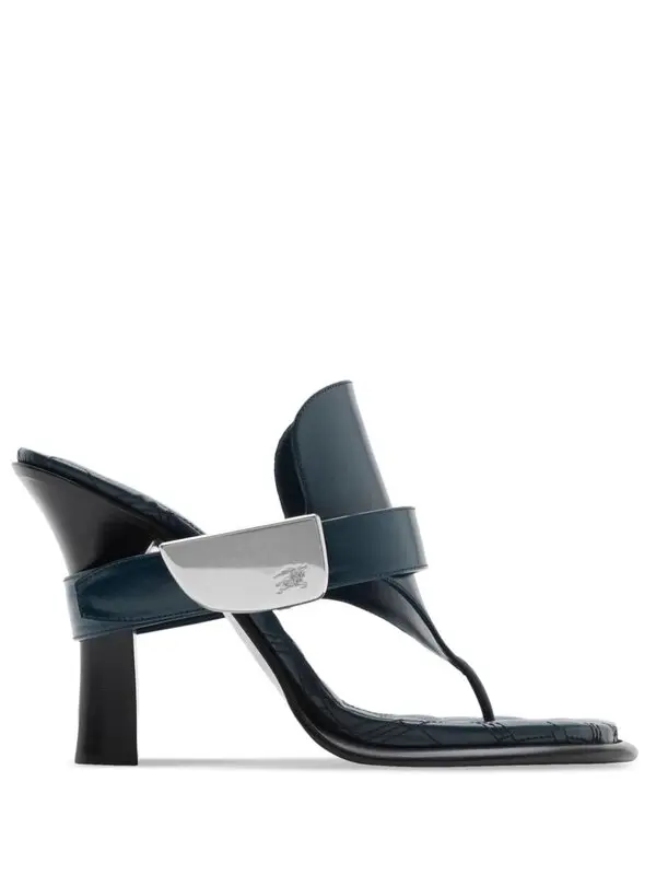 Burberry Leather Bay High Heel Sandals - Blue
