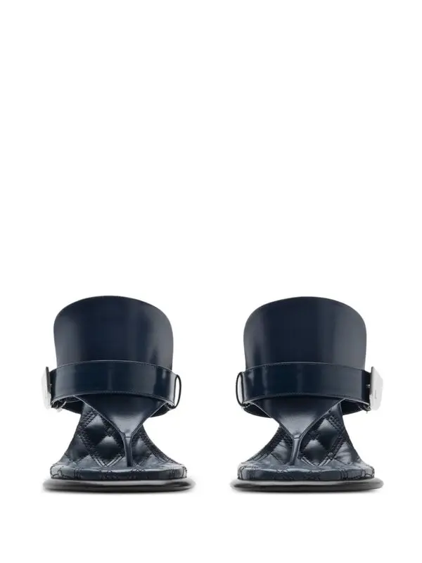 Burberry Leather Bay High Heel Sandals - Blue