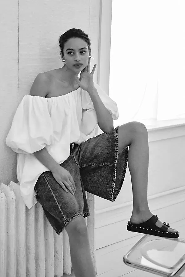 open lace back dress Sadie Puff Sleeve Off Shoulder Mini Dress – Claire & Clara main image 0