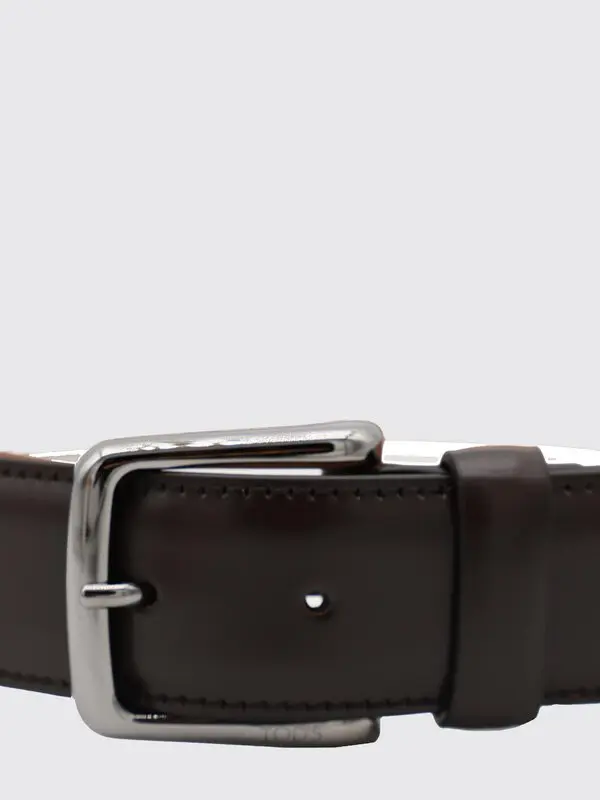TOD'S Classic Smooth Leather Belt With Metal Buckle - Dark