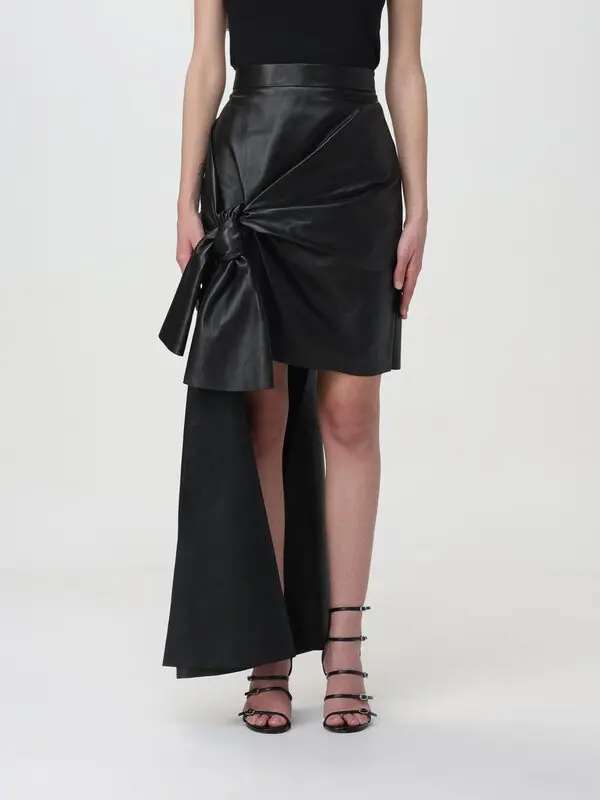 Alexander McQueen Asymmetrical Tie Detailed Skirt - Black