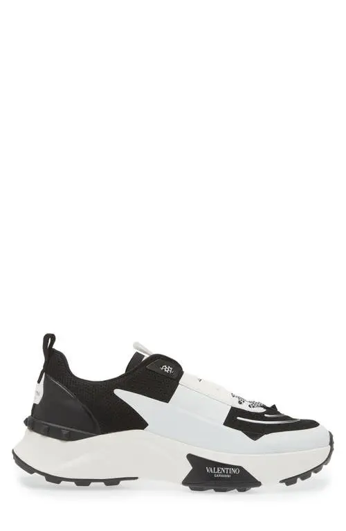 Valentino Garavani Rockstud Knit Sneakers - Nero-bianco
