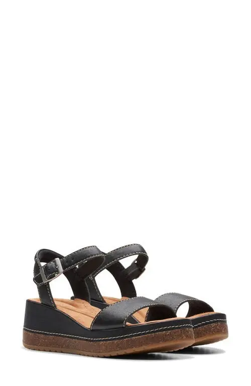 Clarks Kassanda Lily Wedge Sandal - Black Leather