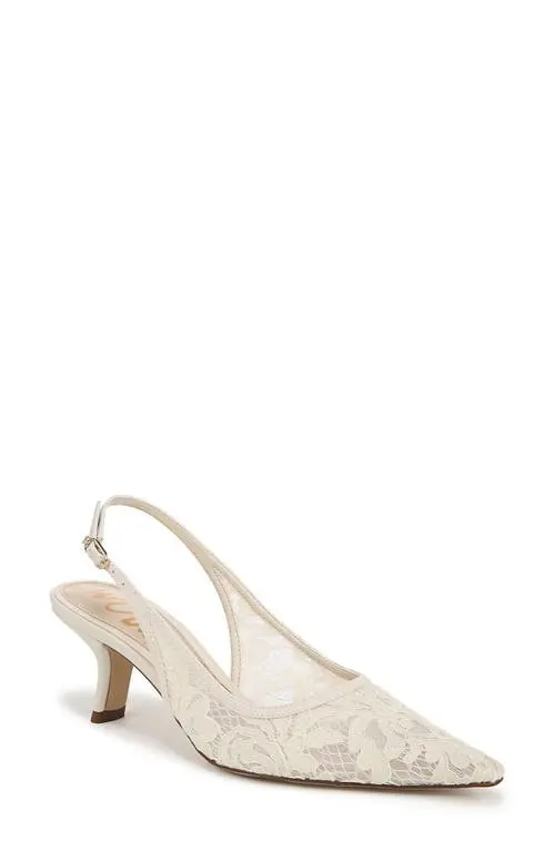 Sam Edelman Bianka Slingback Mesh Pointed Toe Pump - Ivory