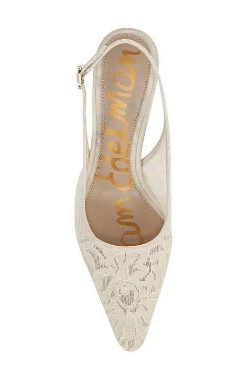 Sam Edelman Bianka Slingback Mesh Pointed Toe Pump - Ivory