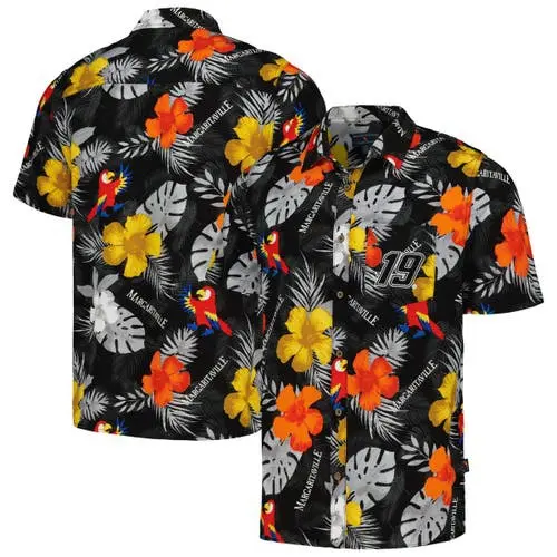MARGARITAVILLE Martin Truex Jr Island Life Floral Party Full-button Shirt - Black