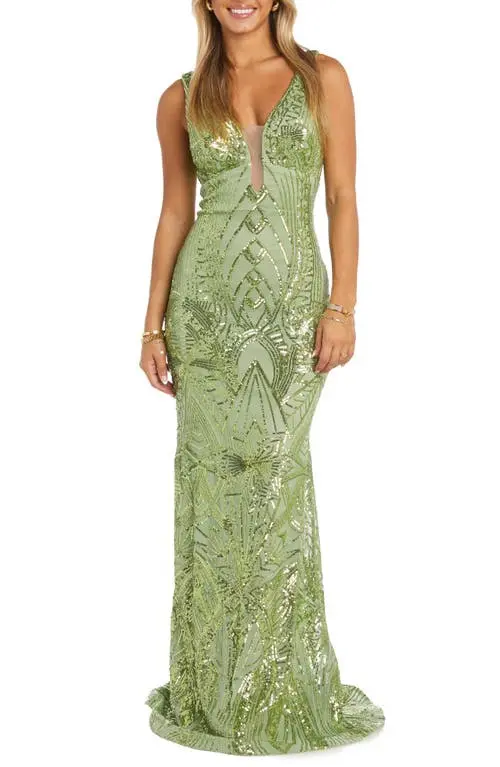 morgan and co green dress Morgan & Co 13021 Long Formal Sexy Prom Dress