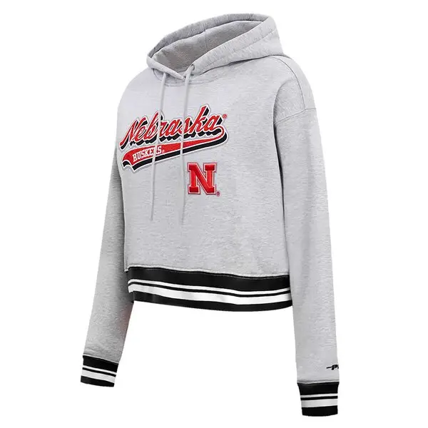 PRO STANDARD Nebraska Huskers Script Tail Fleece Cropped Pullover Hoodie
