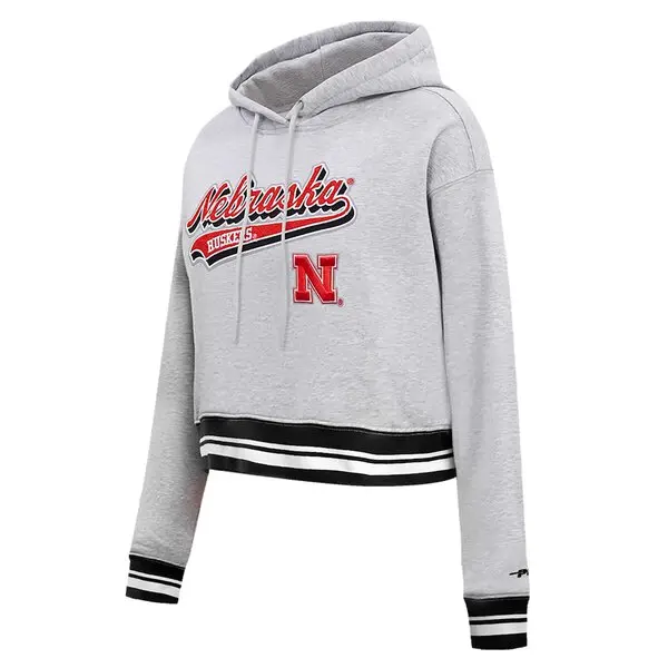 PRO STANDARD Nebraska Huskers Script Tail Fleece Cropped Pullover Hoodie
