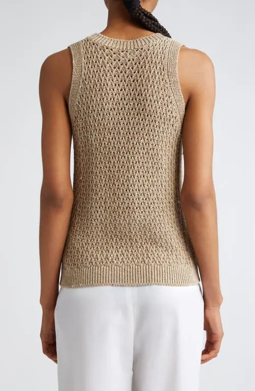 Eleventy Sequin Open Stitch Sweater Tank
