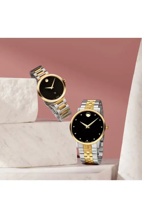Movado Museum Diamond Bracelet Watch - Silver/Black/Gold  display picture 2