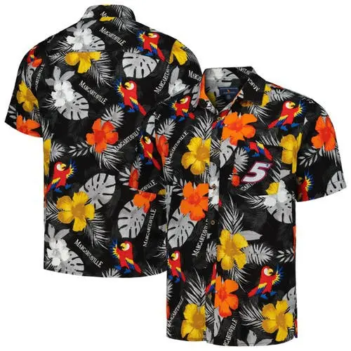 MARGARITAVILLE Kyle Larson Island Life Floral Party Full-button Shirt - Black