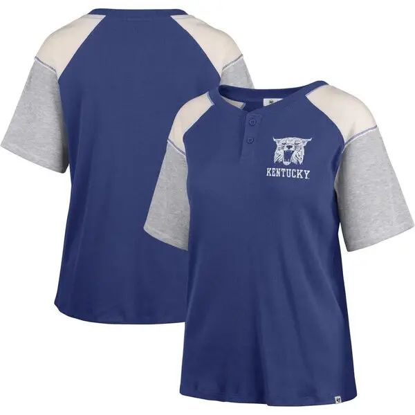 '47 Kentucky Wildcats Underline Harvey Colorblock Raglan Henley T-shirt - Royal