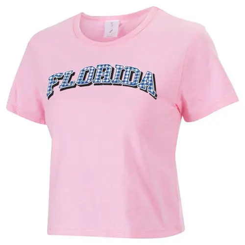 ZOOZATZ Florida Gators Gingham Logo Cropped T-shirt
