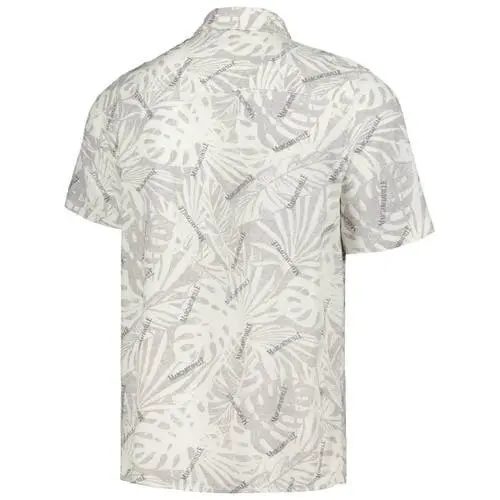 MARGARITAVILLE Cincinnati Bengals Sand Washed Monstera Print Party Button-up Shirt