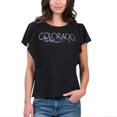 G-III 4HER BY CARL BANKS Colorado Rockies Crowd Wave T-shirt - Black