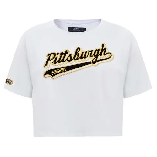 PRO STANDARD Pittsburgh Penguins Boxy Script Tail Cropped T-shirt
