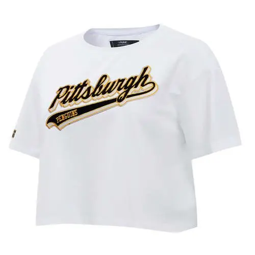 PRO STANDARD Pittsburgh Penguins Boxy Script Tail Cropped T-shirt