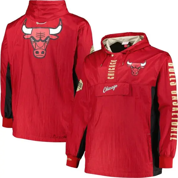 Mitchell & Ness Chicago Bulls Quarter-zip Anorak Windbreaker Jacket - Red