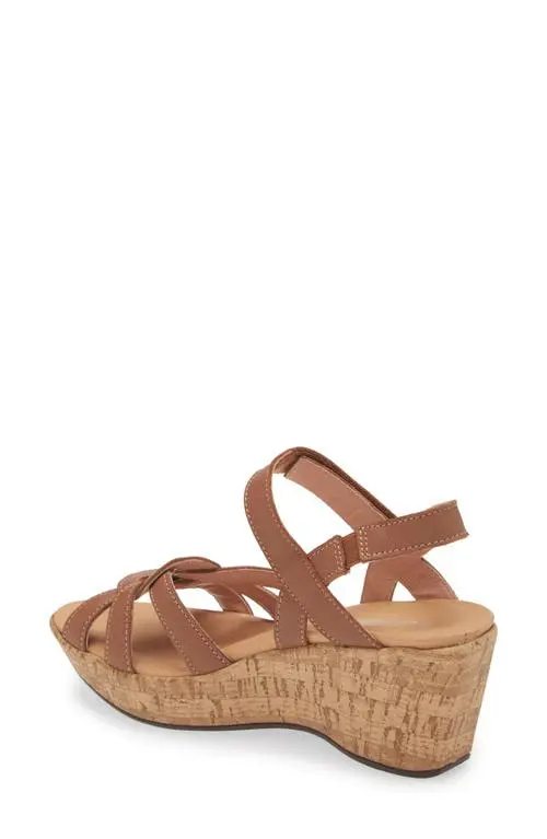 Naot Tropical Platform Wedge Sandals - Caramel Leather
