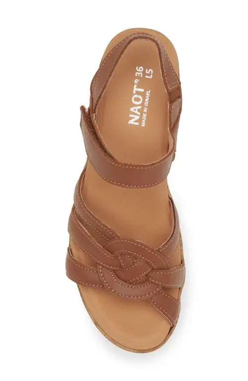Naot Tropical Platform Wedge Sandals - Caramel Leather