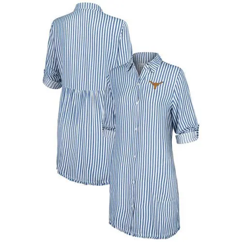 Tommy Bahama Texas Longhorns Chambray Stripe Cover-up Shirt Dress - Light Blue