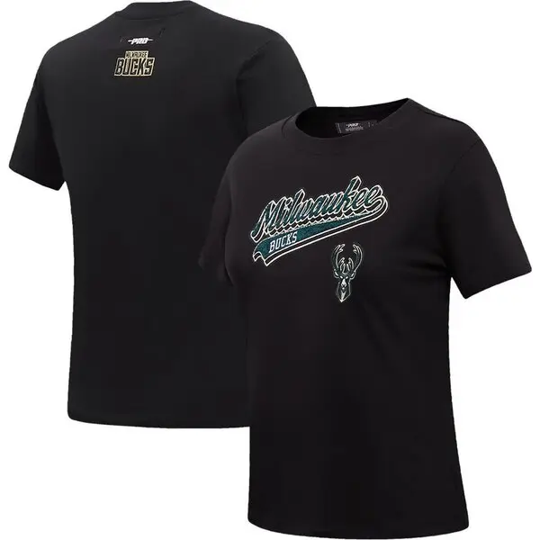 PRO STANDARD Milwaukee Bucks Script Boyfriend T-shirt