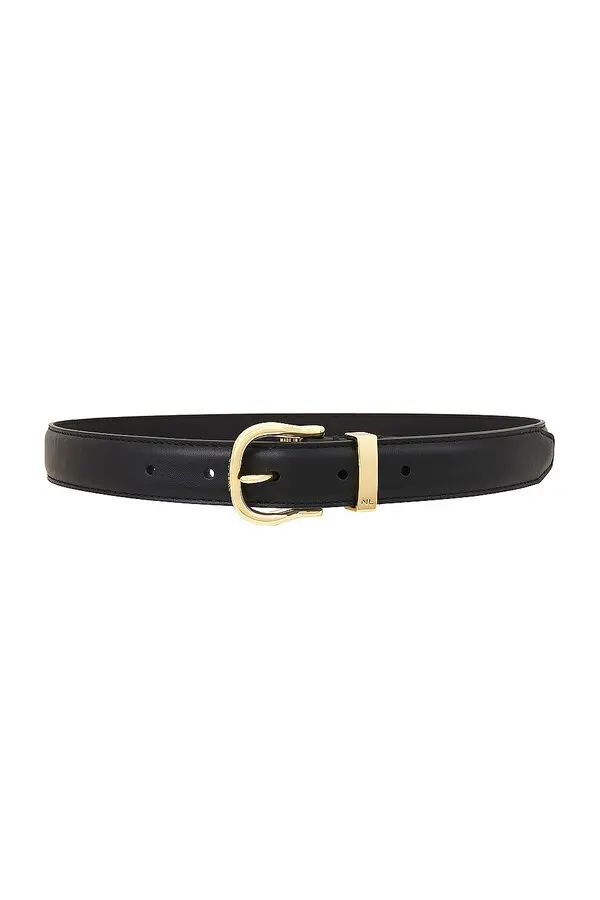 NILI LOTAN Louise Leather Belt - Black & Shiny Brass