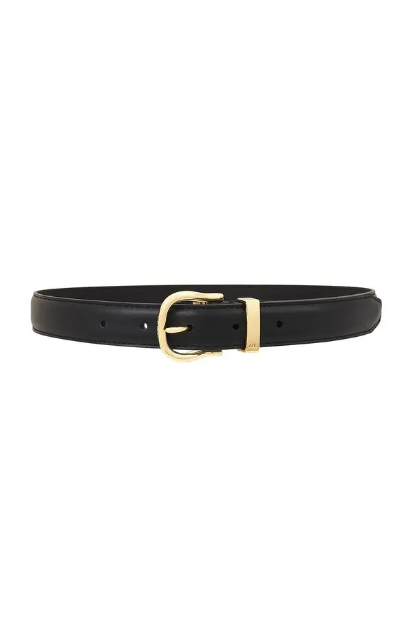 NILI LOTAN Louise Leather Belt - Black & Shiny Brass