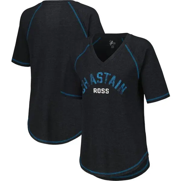 G-III 4HER BY CARL BANKS Ross Chastain Ball Chase Tri-blend Thermal Raglan Top - Black