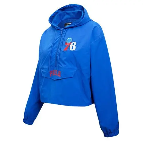 PRO STANDARD Philadelphia 76ers Classic Wind Woven Cropped Half-zip Jacket