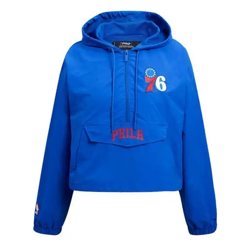 PRO STANDARD Philadelphia 76ers Classic Wind Woven Cropped Half-zip Jacket