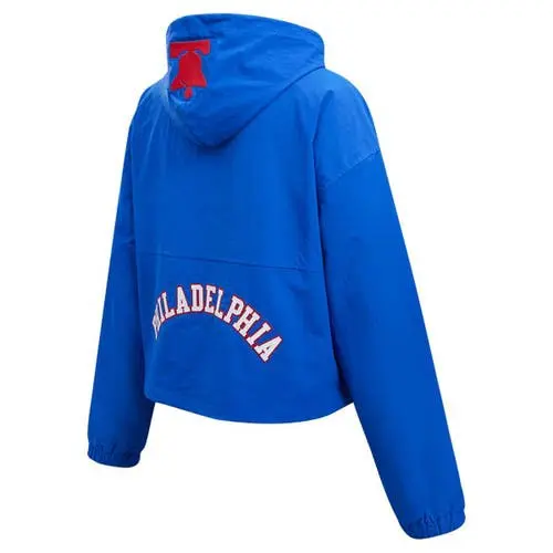 PRO STANDARD Philadelphia 76ers Classic Wind Woven Cropped Half-zip Jacket