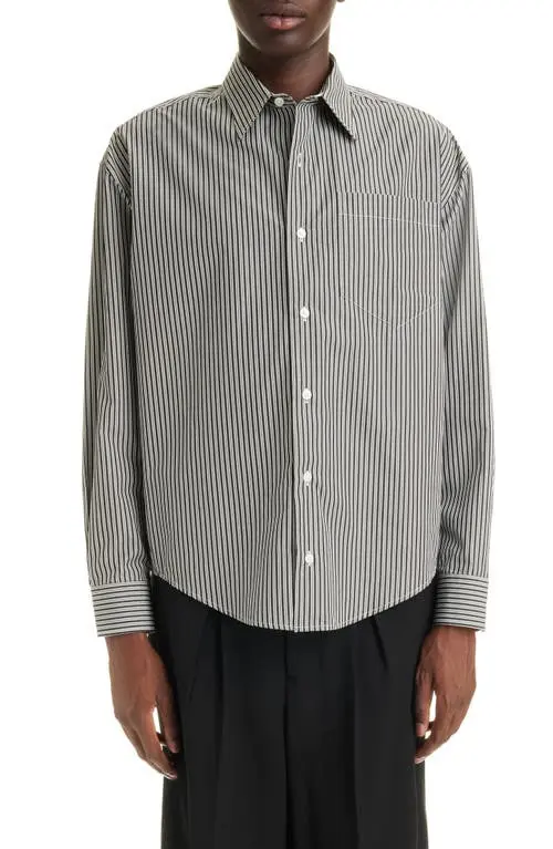 AMI Paris De Coeur Boxy Fit Stripe Cotton Oxford Button-up Shirt