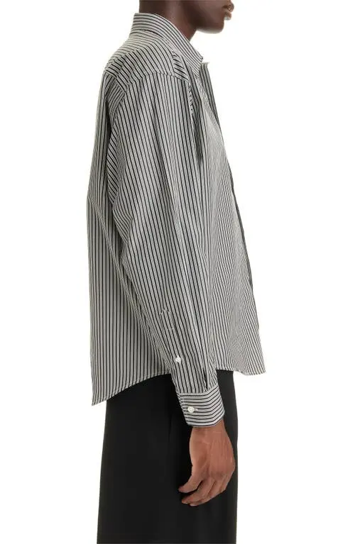 AMI Paris De Coeur Boxy Fit Stripe Cotton Oxford Button-up Shirt