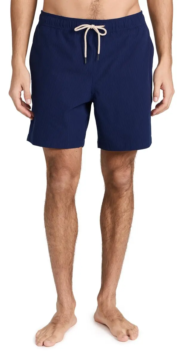 FAIR HARBOR The Bayberry Swim Trunks 7 - Navy Seersucker